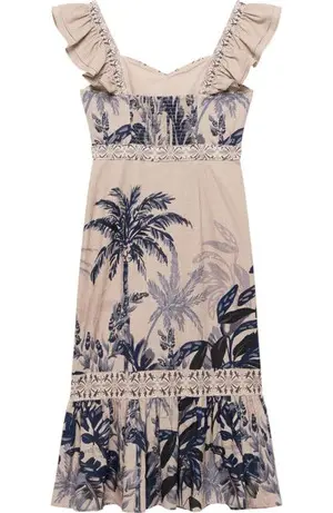Mint Velvet Palm Print Column Midi Dress