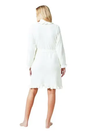 SOFTIES Knee-length Ruffle Chenille Robe - Cloud