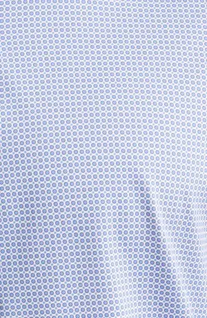 Bugatchi Miles Ooohcotton® Geo Print Short Sleeve Button-up Shirt - Azure