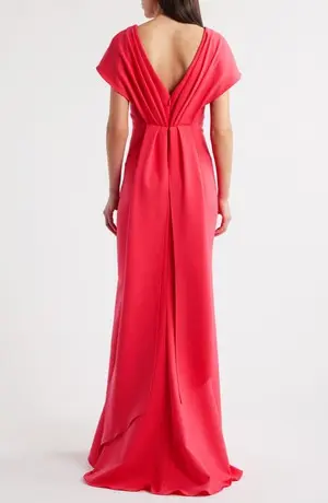 Amsale Flutter Sleeve Crepe Gown
