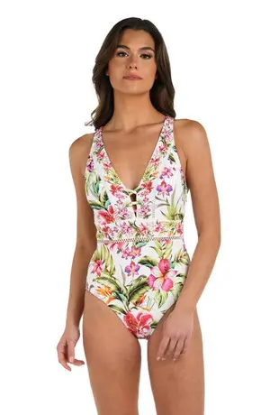 La Blanca Polynesian Plunge One-piece Swimsuit