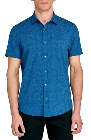 W.R.K Trim Fit Short Sleeve Performance Button-up Shirt - Blue