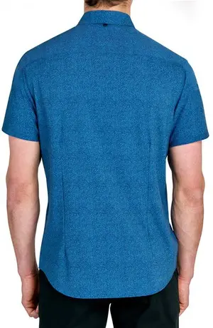 W.R.K Trim Fit Short Sleeve Performance Button-up Shirt - Blue