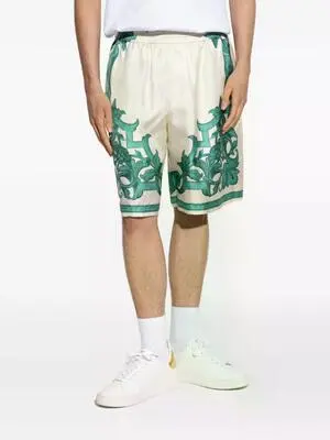 Versace Baroque Print Silk Shorts - White