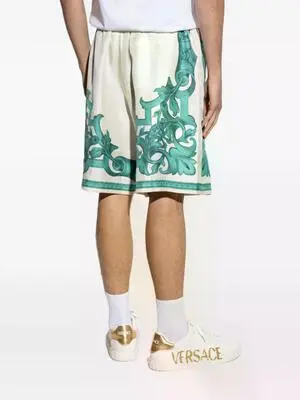 Versace Baroque Print Silk Shorts - White