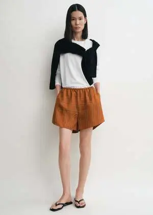 TOTEME Monogram Silk Shorts Orange