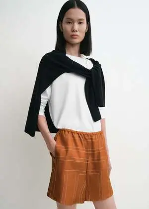 TOTEME Monogram Silk Shorts - Orange
