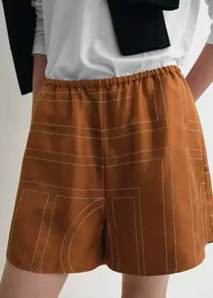 TOTEME Monogram Silk Shorts - Orange