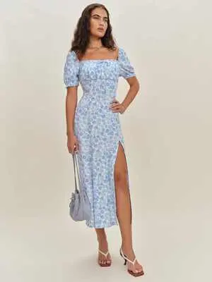 REFORMATION Haisley Midi Dress Blue