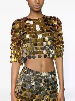 Rabanne Chainmail-embellished Cropped Top - Gold