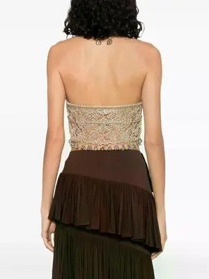 Rabanne Open-knit Halterneck Top - Gold