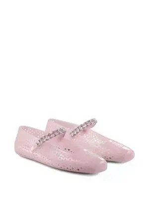 JIMMY CHOO Jelly Ballet Flats With Crystal Embellishment - Pink