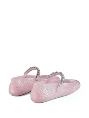 JIMMY CHOO Jelly Ballet Flats With Crystal Embellishment - Pink