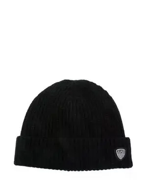 Emporio Armani Logo-patch Beanie Hat - Black