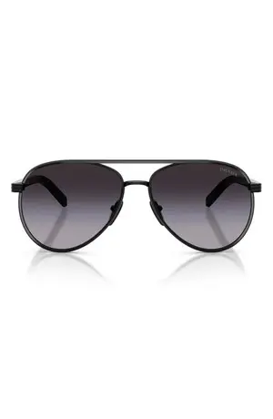 Prada 59mm Pilot Sunglasses - Black/ Grey Gradient