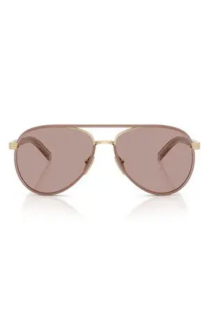 Prada 59mm Pilot Sunglasses - Pale Gold/ Light Purple Brown