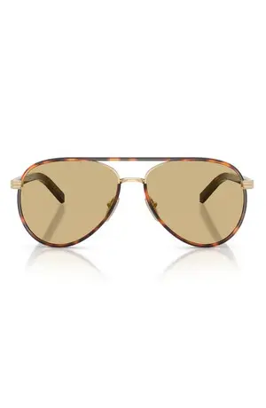 Prada 59mm Pilot Sunglasses - Tortoise Print/ Gold/ Yellow