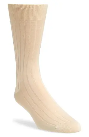 Canali Cotton Ribbed Dress Socks Natural