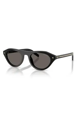 Prada 52mm Irregular Sunglasses - Black/ Dark Grey