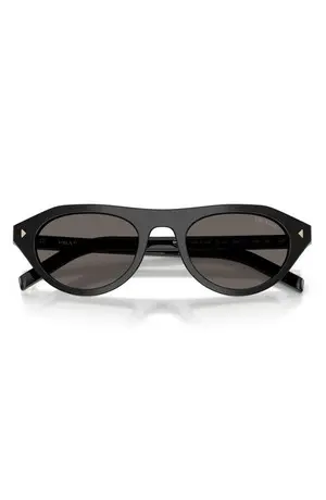 Prada 52mm Irregular Sunglasses - Black/ Dark Grey