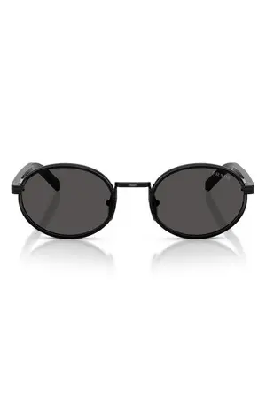 Prada 52mm Oval Sunglasses - Black/ Dark Grey
