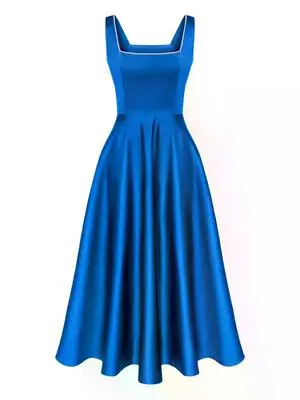 POST MERIDIEM Decorated-bodice Midi Dress - Blue