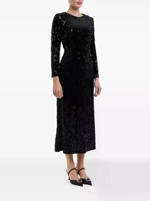 POST MERIDIEM Sequin-embellished Velvet Midi Dress - Black