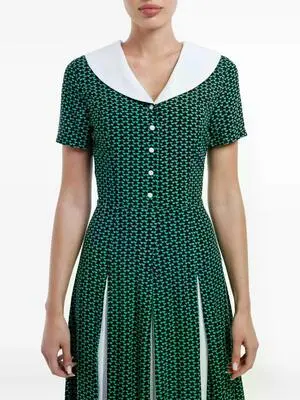 POST MERIDIEM Contrast-collar Midi Dress
