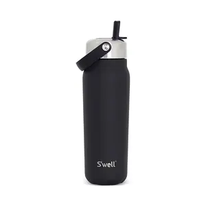 S'WELL Stainless Steel Explorer With Flip Straw Lid, 24 Oz - Onyx