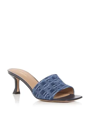 FERRAGAMO Zenobia Slide Sandals - Denim Chia