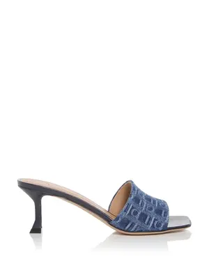 FERRAGAMO Zenobia Slide Sandals - Denim Chia