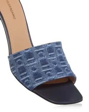 FERRAGAMO Zenobia Slide Sandals - Denim Chia