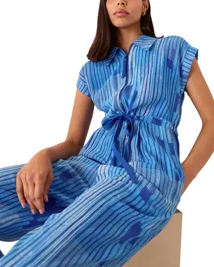 Whistles Stripe Print Zip Front Jumpsuit