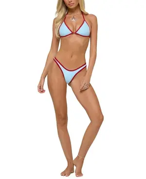 EDIKTED Dina Contrast Bikini Bottom - Light-blue