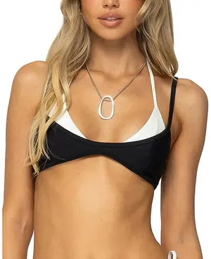 EDIKTED Layered Bikini Top - Black And White