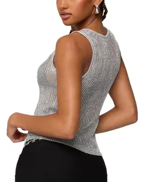 EDIKTED Amalya Shiny Sheer Knit Top