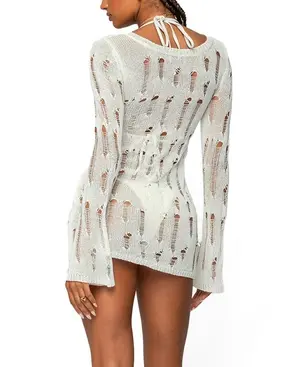 EDIKTED Manuela Distressed Knit Mini Dress