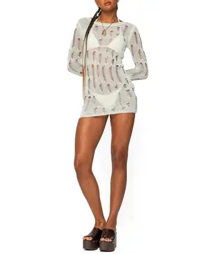 EDIKTED Manuela Distressed Knit Mini Dress