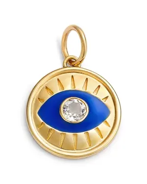 MOON & MEADOW 14k Yellow White Topaz Evil Eye Charm - Gold