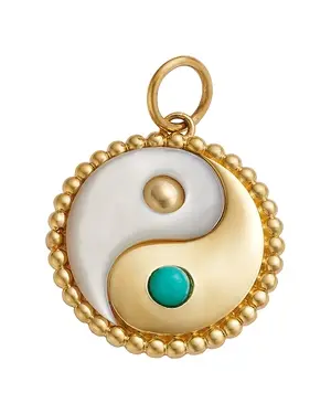 MOON & MEADOW 14k Yellow Turquoise And Mother Of Pearl Yin Yang Charm - Gold
