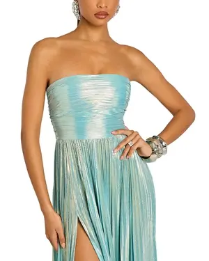 Retrofete Sevyn Pleated Side Slit Maxi Dress - Seychelles