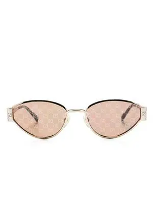 Gucci Gg-motif Cat-eye Sunglasses - Gold