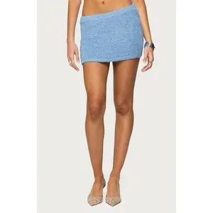 EDIKTED Sequin Knit Miniskirt - Blue