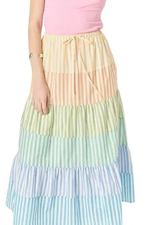 English Factory Colorblock Tiered Maxi Skirt