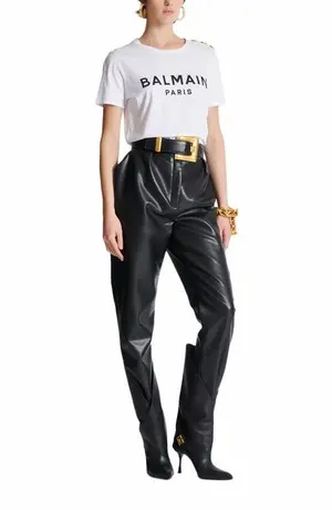 Balmain T-shirt With Paris Print And Buttons - White