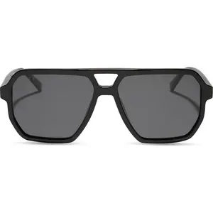 DIFF Cameron 57mm Polarized Navigator Sunglasses Black / Grey