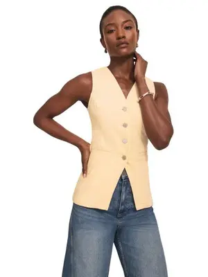 Mint Velvet Denim V-neck Waistcoat