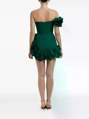POST MERIDIEM Flounced One-shoulder Bustier Mini Dress - Green