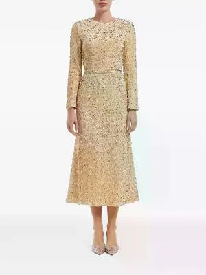 POST MERIDIEM Sequin-embellished Velvet Midi Dress - Neutrals