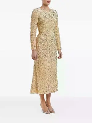 POST MERIDIEM Sequin-embellished Velvet Midi Dress - Neutrals